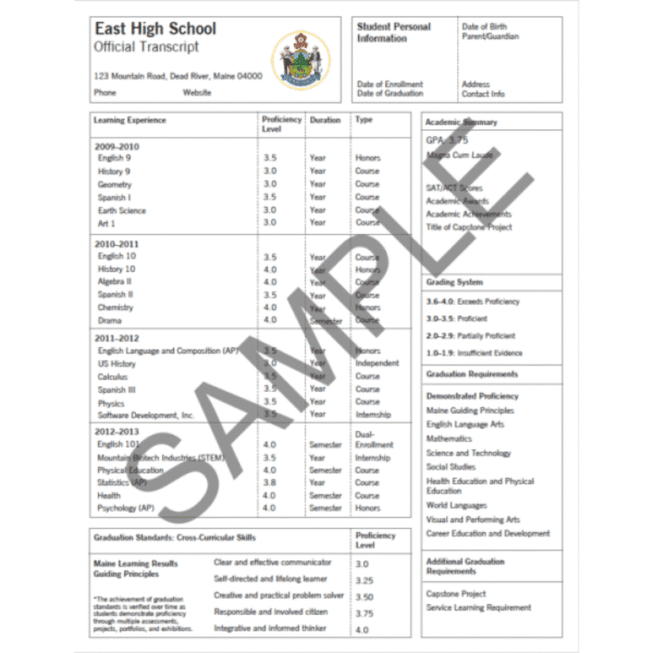 High School Transcript Maker | Validgrad